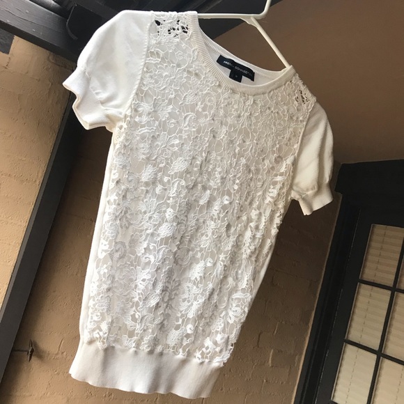 French Connection | Tops | French Connection Cream Lace Shirt M | Poshmark